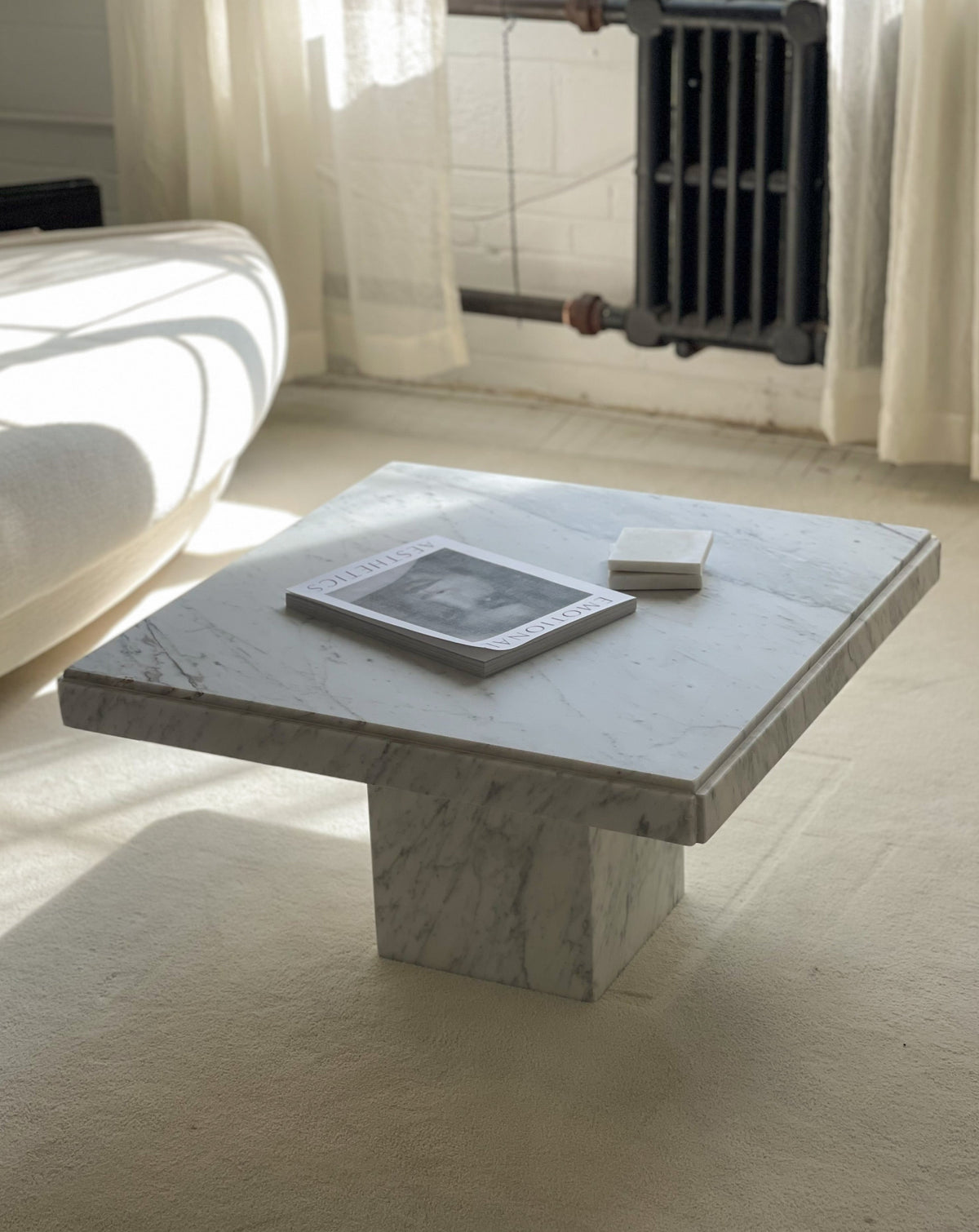 Honed Carrara Marble Square Table– The 365 Studio