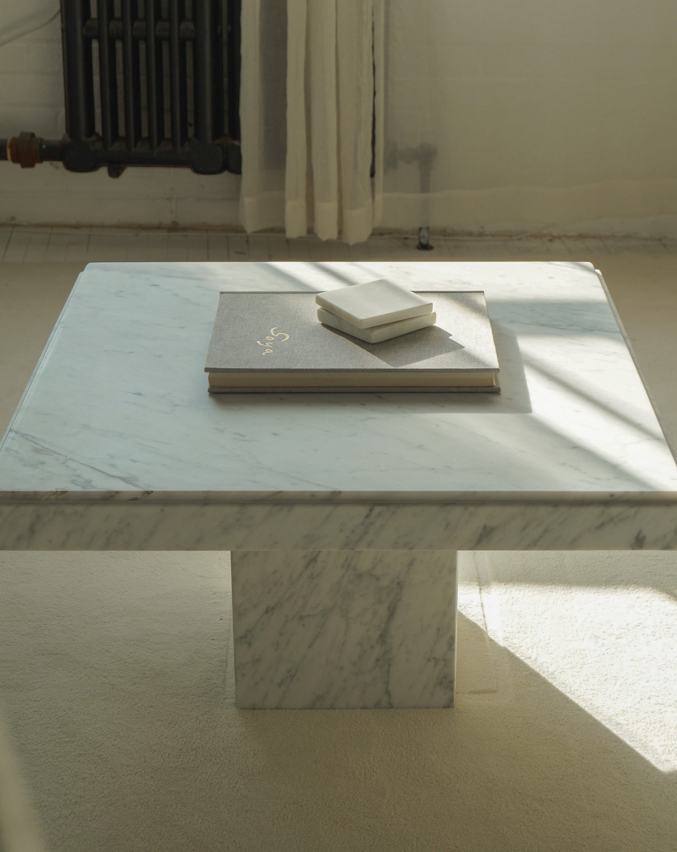 Honed Carrara Marble Square Table– The 365 Studio