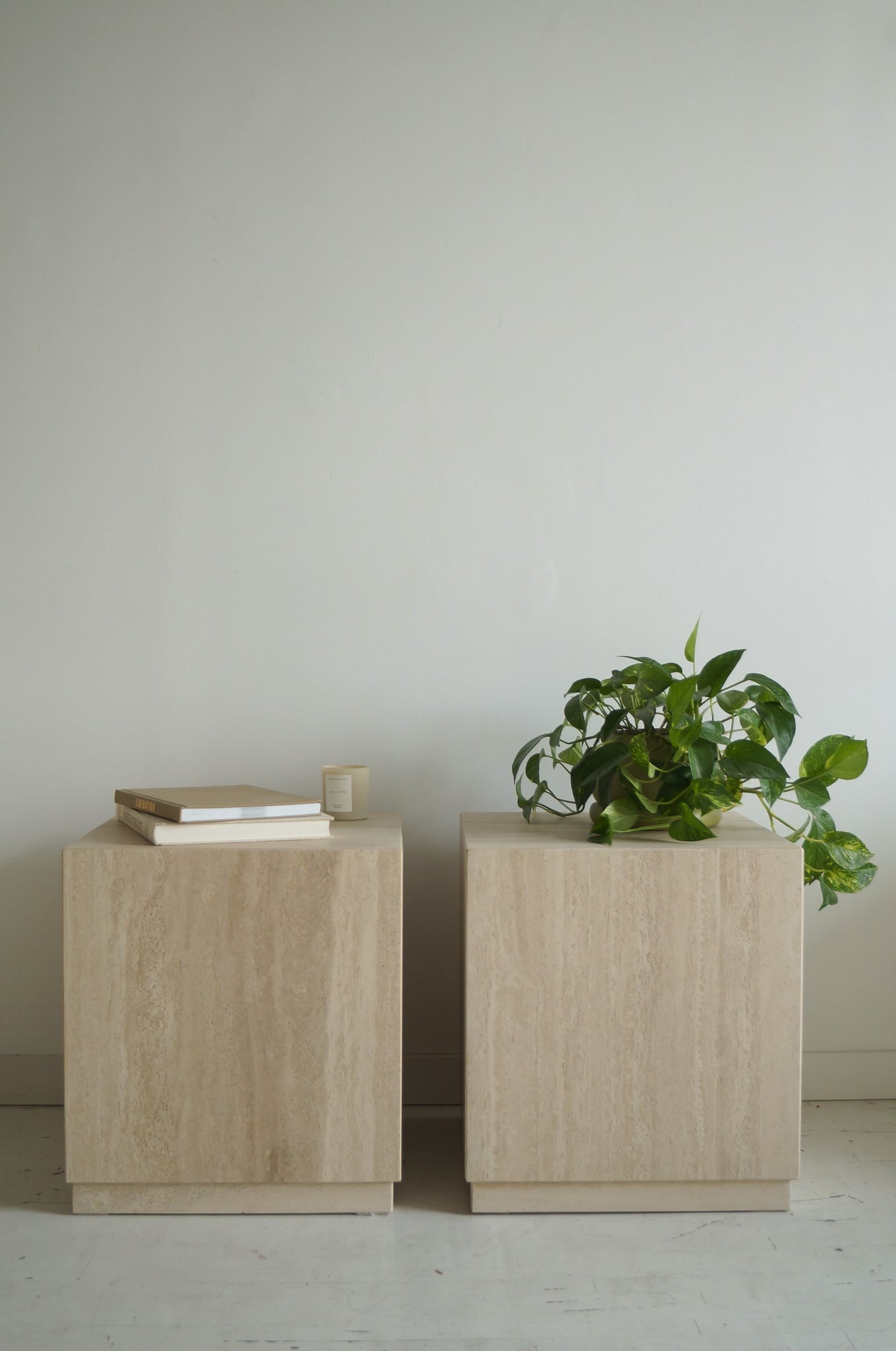 S/2 XL Travertine Cubed Tables– The 365 Studio