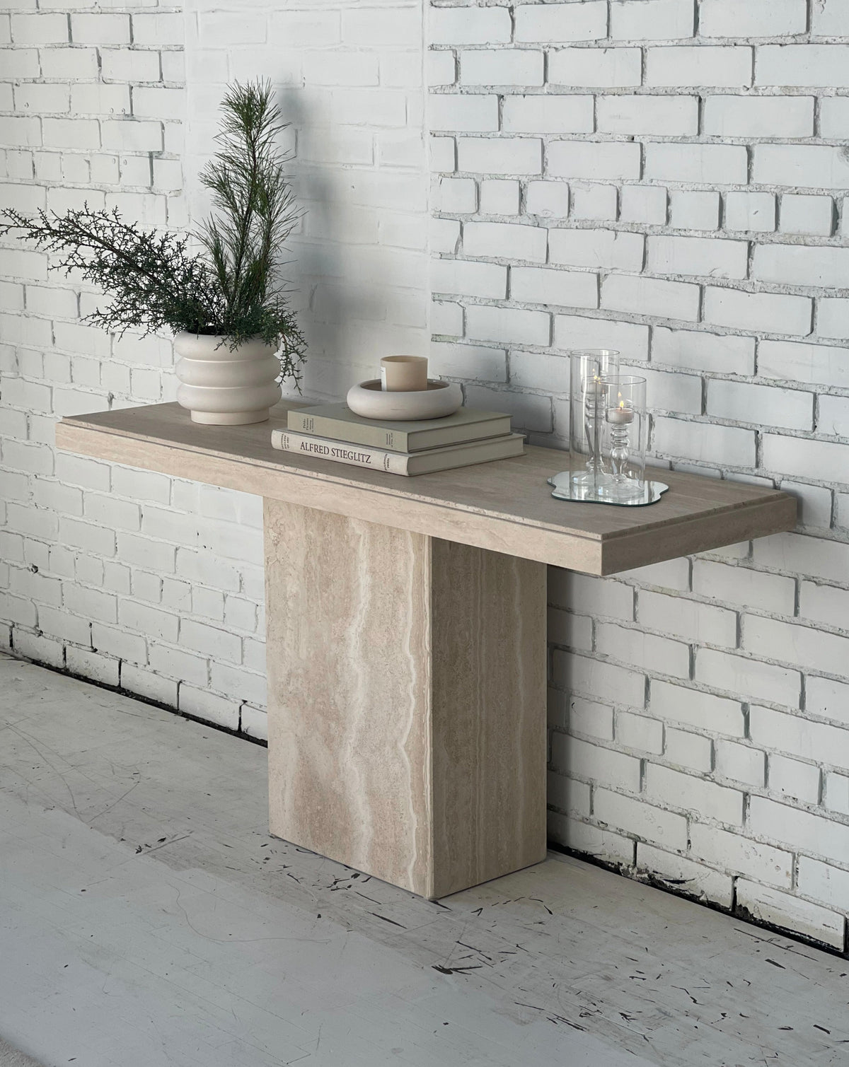 Beveled Travertine Honed Console Table– The 365 Studio