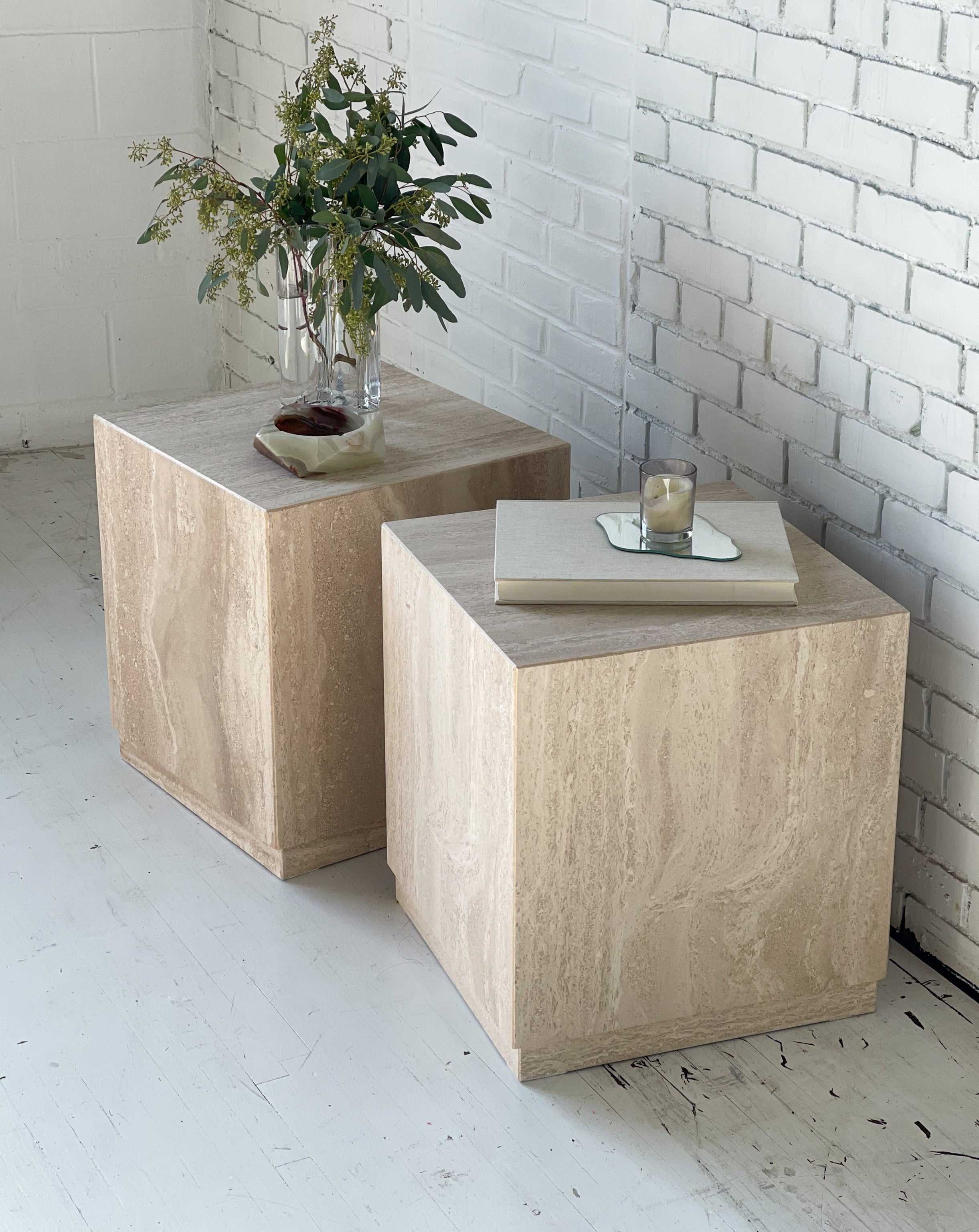 XL Travertine Cubed Side Table– The 365 Studio